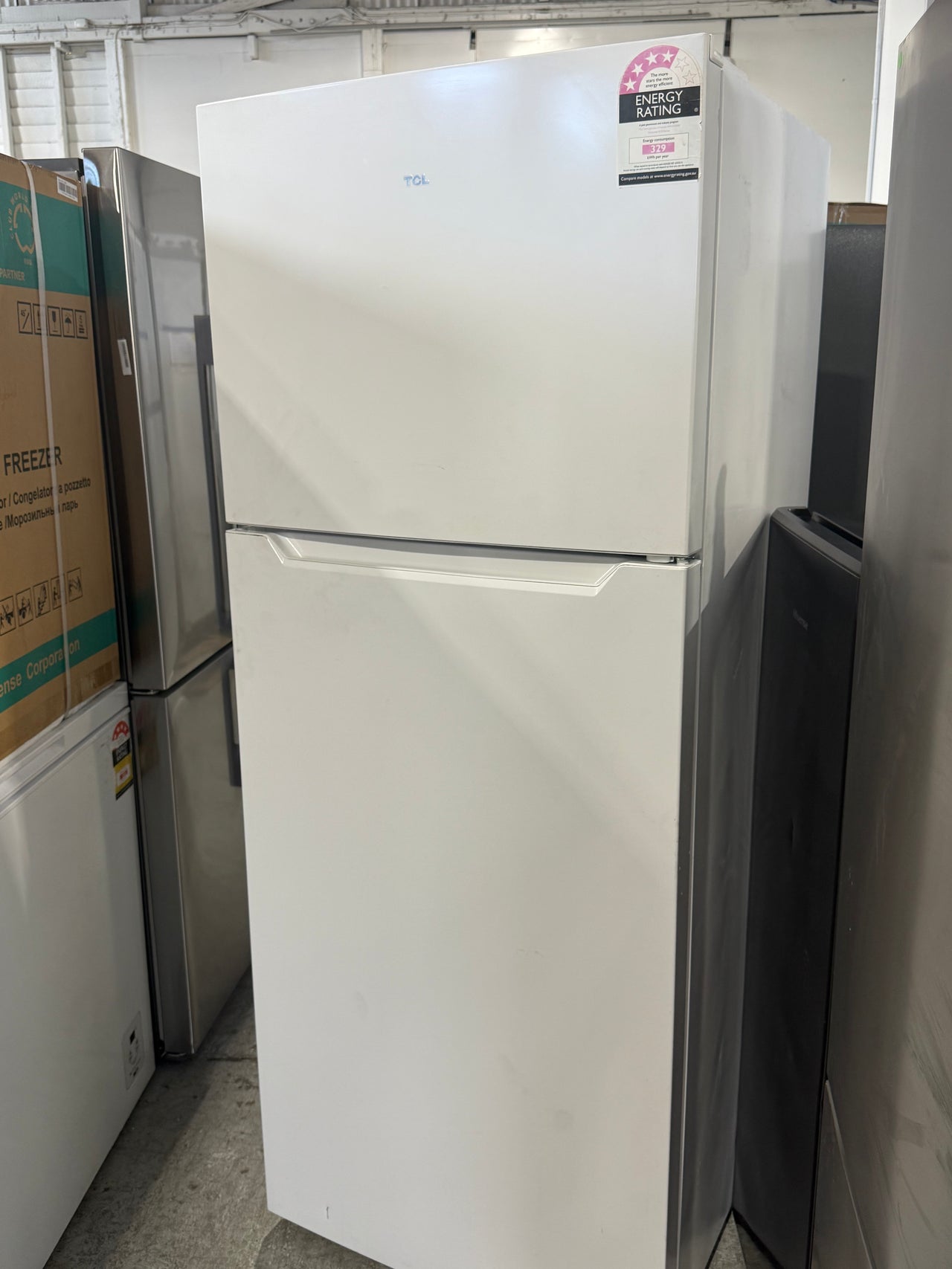 Factory second TCL 415 L Top Mount Refrigerator – Model: P454TMW (White