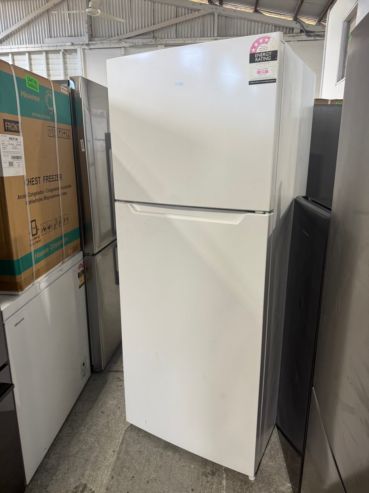 Factory second TCL 415 L Top Mount Refrigerator – Model: P454TMW (White